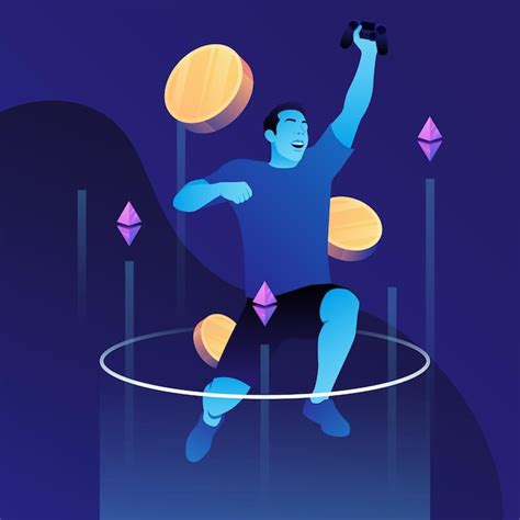 Premium Vector Happy Man Plays To Earn Abstract Graphic Illustration