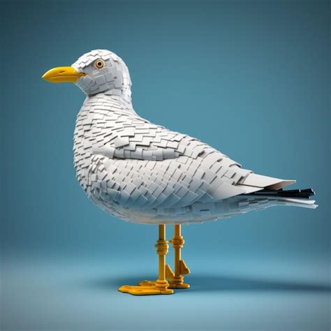Premium Photo Realistic Lego Seagull Model On Blue Background