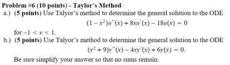 solved problem 6 10 points taylor s method a 5