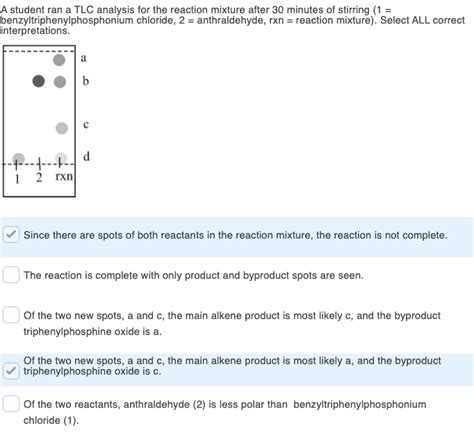 Solved A Babe Ran A TLC Analysis For The Reaction Mixture Chegg Com