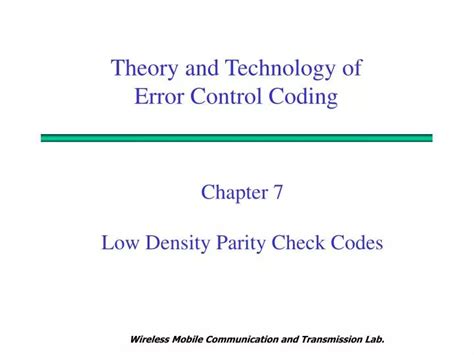 Ppt Theory And Technology Of Error Control Coding Powerpoint Presentation Id4387861