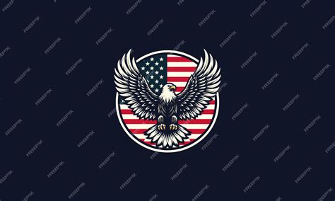 Premium Vector Flying Eagle And American Flag Vector Flat Design Logo