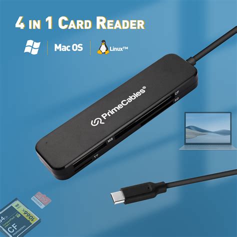 Usb C 3 0 5gbps High Speed Memory Card Reader 4 In 1 Sd Tf Ms Cf Primecables®