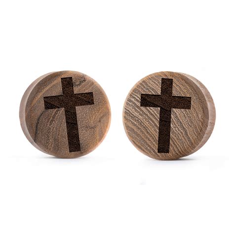 Cross Plug Gauge Teak Wood Flat Faced Double Flare Custom Plugs