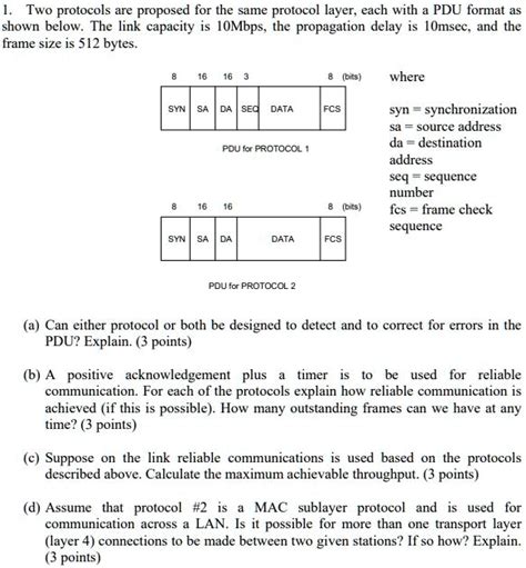 1 Two Protocols Are Proposed For The Same Protocol Layer Each With A
