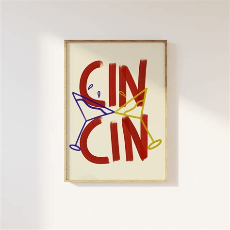 Cin Cin Print Cin Cin Poster Retro Cheers Trendy Kitchen Print Bar Cart Poster Aesthetic