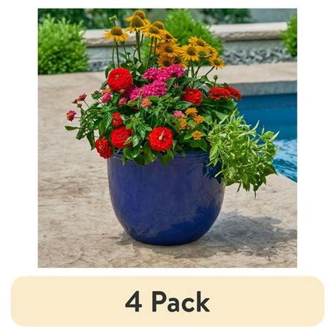 4 Pack Better Homes And Gardens Round Meadow Planter 16 Inch Blue