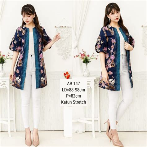 Jual Cardi Himeka Batik 147 Outer Blazer Kerja Kantor Wanita Murah Kuliah Baju Cewe Modern Katun