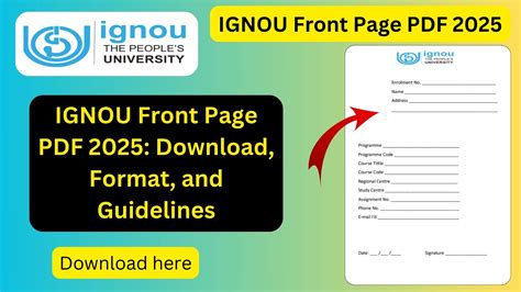 Ignou Front Page Pdf 2025 Download Format And Guidelines