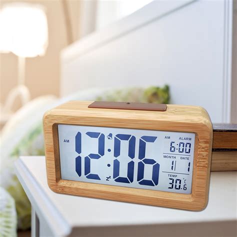 Digital Alarm Clock Operated With Backlight Wooden Vicedeal