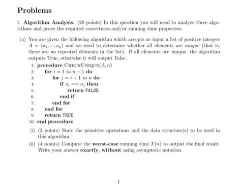 Solved Algorithm Analysis 20 Points In This Question You