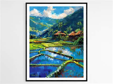 Filipino Rice Fields Art Print Vibrant Landscape Wall Decor Perfect