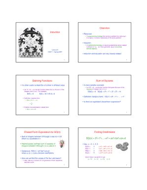 Fillable Online Cs Cornell Induction Overview Defining Functions Sum Of Squares Closed Form Cs