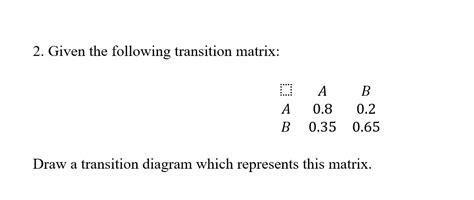Solved Given The Following Transition Matrix Draw A Chegg