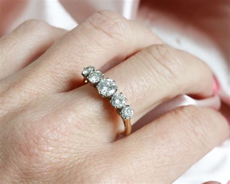 Vintage Five Stone Diamond Ring 1 25ct Aladdins Cave Jewellery