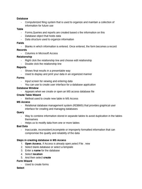 Computer Grade 9 Ms Access Reviewer Pdf Microsoft Access Databases