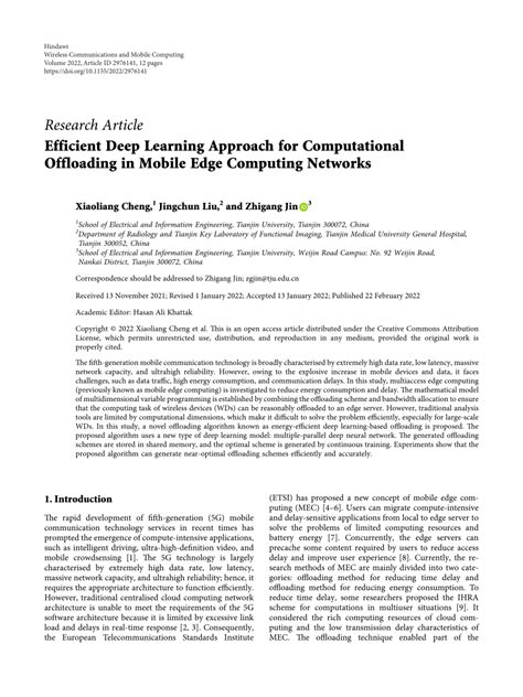 Pdf Efficient Deep Learning Approach For Computational Offloading In Mobile Edge Computing
