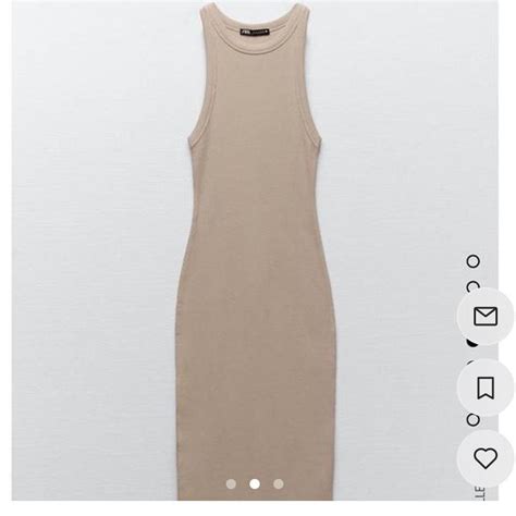 Zara Ribbed Halter Neck Nude Dress Size Small Depop
