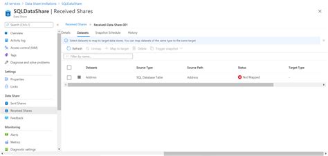 consuming an azure data share of azure sql database