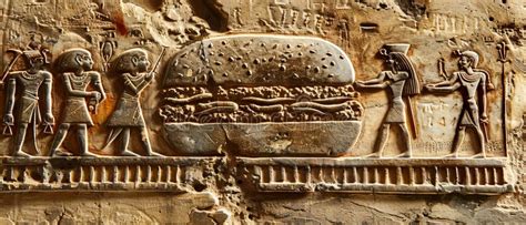 Ancient Egyptian Hieroglyphs Depicting The Art Of Burger Making Stock