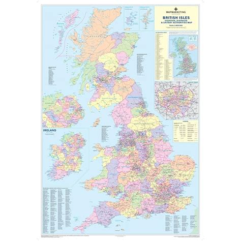 Buy Uk Wall Map Laminated Large Map Counties District And Unitary