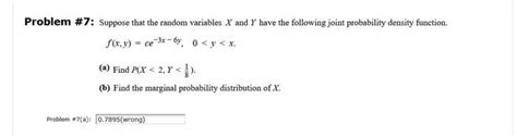 Solved Roblem Suppose That The Random Variables X And Y Chegg