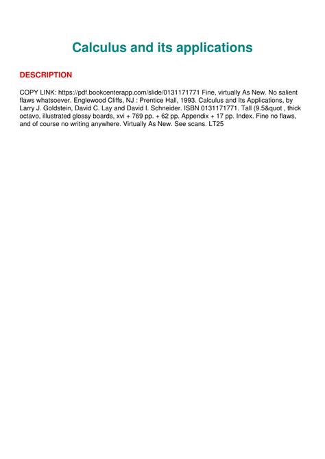 Ppt Pdf Calculus And Its Applications Powerpoint Presentation Free Download Id12020579