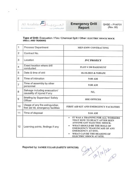 Mock Drill Report Pdf