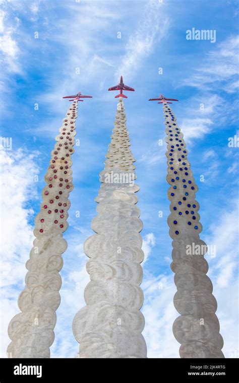 Looking Up At Memorial To Flt Lt John Egging Whose Red Arrow Hawk Crashed In August 2011