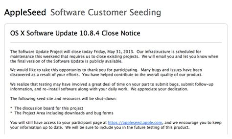 Apple Ends OS X Beta Testing Program Suggesting Imminent Release MacRumors