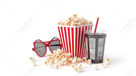 필수 영화 밤 항목 클래퍼보드 팝콘 통 음료 및 흰색 배경의 3d 안경 흰색 보드 배경 영화 필름 배경 영화 티켓 배경 이미지 Hd 흰색 보드 영화 필름