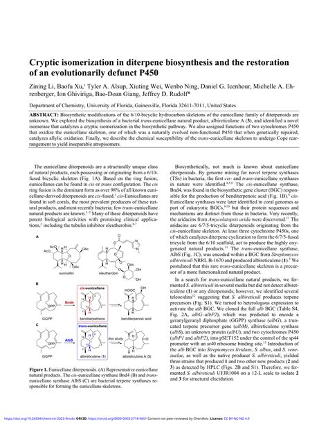 Pdf Cryptic Isomerization In Diterpene Biosynthesis And The