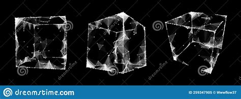 Set Of Wireframe Cubes From Different Sides Vector Abstract Geometric 3d Objects Technology