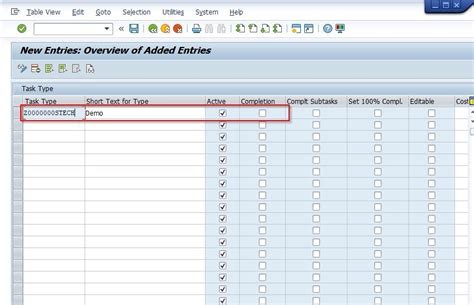 Define Task Type In SAP