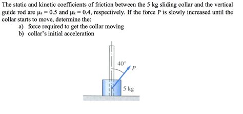 Solved The Static And Kinetic Coefficients Of Friction