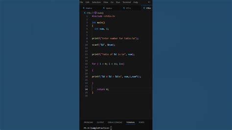 Multiplication Table Code In C Language In Vs Code Codequest Coding Clanguage Youtubeshorts