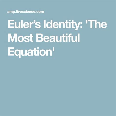 Eulers Identity The Most Beautiful Equation