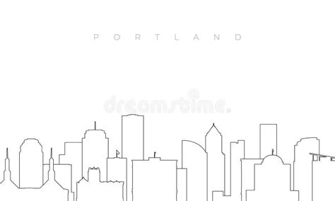 Portland City Skyline Horizontal Banner Stock Vector Illustration Of