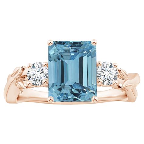 Customizable Angara Gia Certified Emerald Cut Aquamarine 3 Stone