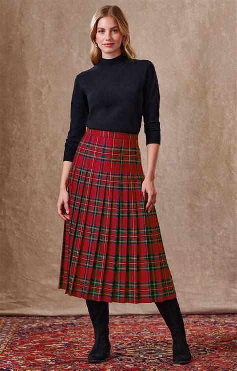 Ladies All Round Pleat Skirt House Of Bruar Skirt Fashion Tartan Skirt Outfit Red Tartan Skirt