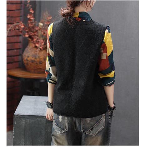 Осінньо зимовий модний новий вільний вязаний жилет без рукавів пуловер з V подібним вирізом і