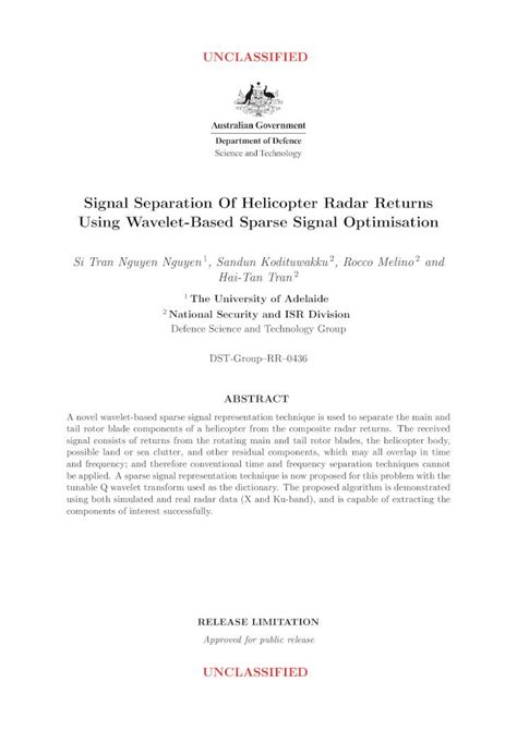 pdf signal separation of helicopter radar returns using wavelet