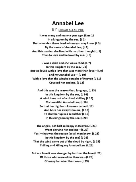Analysis Of Annabel Lee Poem Pdf Religious Belief And Doctrine