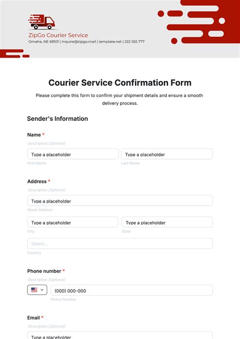 Free Courier Service Confirmation Form Template To Edit Online