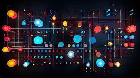 Neon Squares And Circles In An Ordered Array Top View Premium Ai