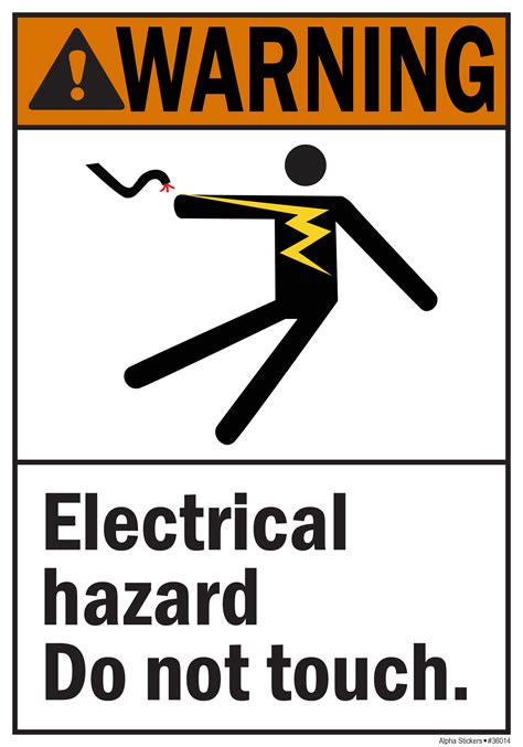 Electrical Hazard Signs Warning Do Not Touch Vinyl Sticker Size 7 W X
