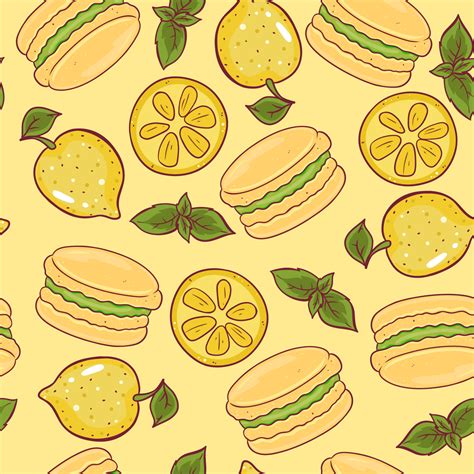 Seamless Pattern With Lemon Macaroons Vector Graphics Vector Art At Vecteezy