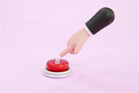Cartoon Hand Pressing The Red Button System Control Stock Photo At Vecteezy