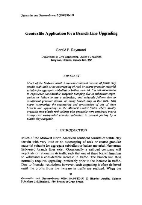 pdf geotextile application for a branch line upgrading dokumen tips