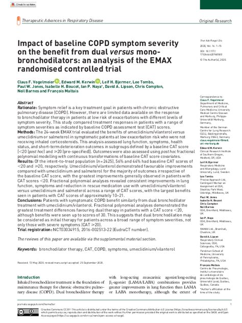 Pdf Impact Of Baseline Copd Symptom Severity On The Benefit From Dual Versus Mono
